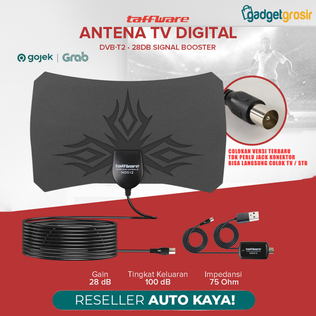 Jual Antena TV Digital Taffware N0012 + Booster Penguat Sinyal DVB-T2 ...