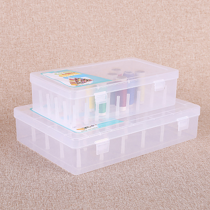 Jual 1box Plastic Transparent Thread Box Household Sewing Thread ...
