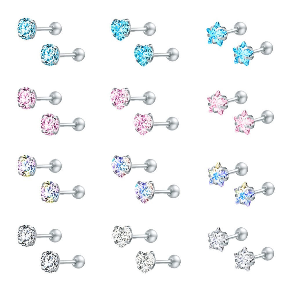 Jual 4 Pairs/lot Star Earrings Helix Cartilage Piercings Set Stud ...