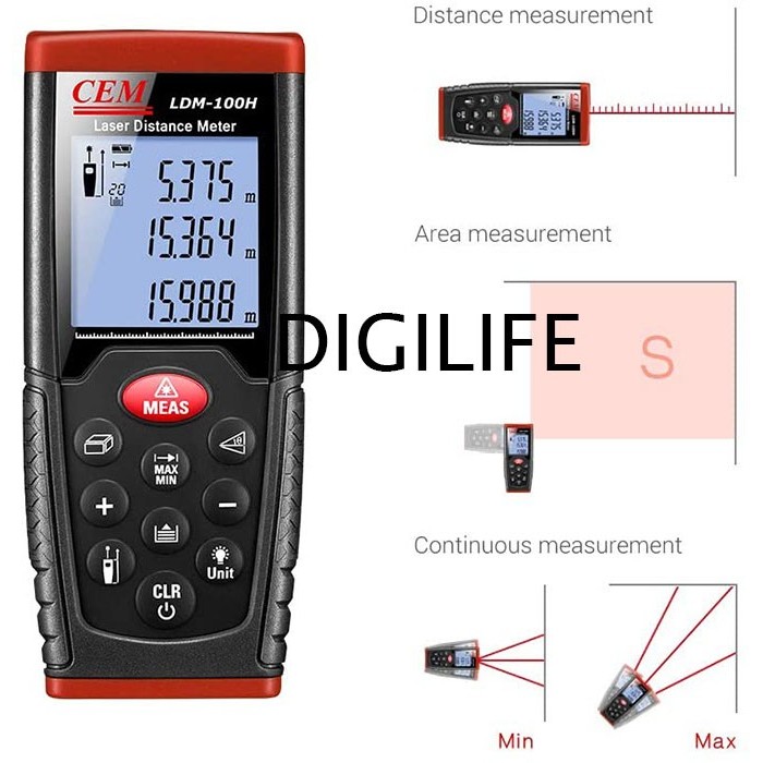 Jual Laser Distance Meter CEM LDM100H Range Finder Digital LDM-100H ...