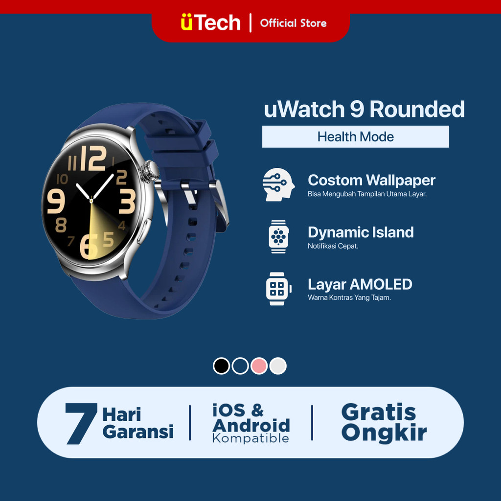 Jual uWatch Series 9 Rounded Smartwatch Amoled Display Dynamic Island ...