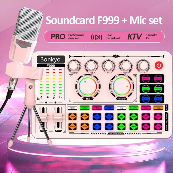 Jual Bonkyo F999+ M996+headset sound card microphone set, special live ...