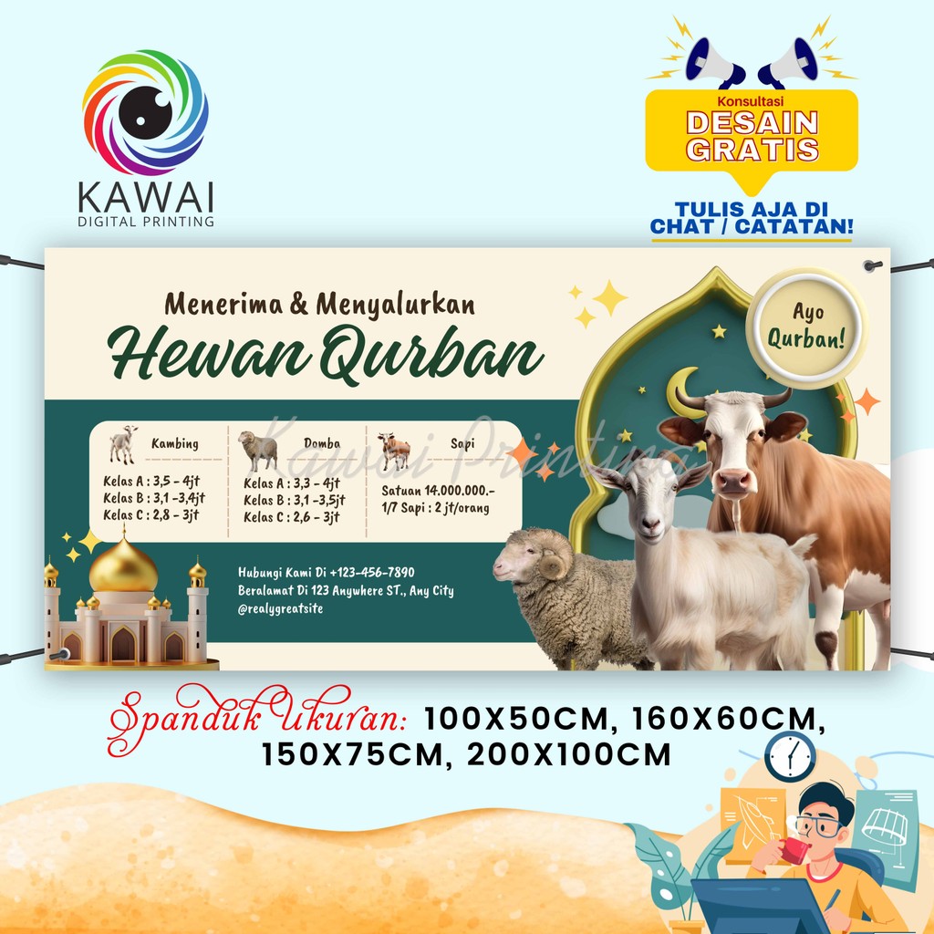 Jual SPANDUK / BANNER Menerima Hewan Qurban Domba kambing Dan Sapi Free ...