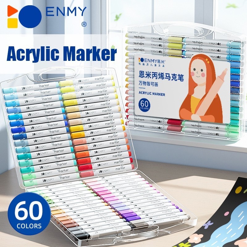 Jual ENMY 60 Warna Sketsa Spidol Umum General Marker Set Graphic Art ...