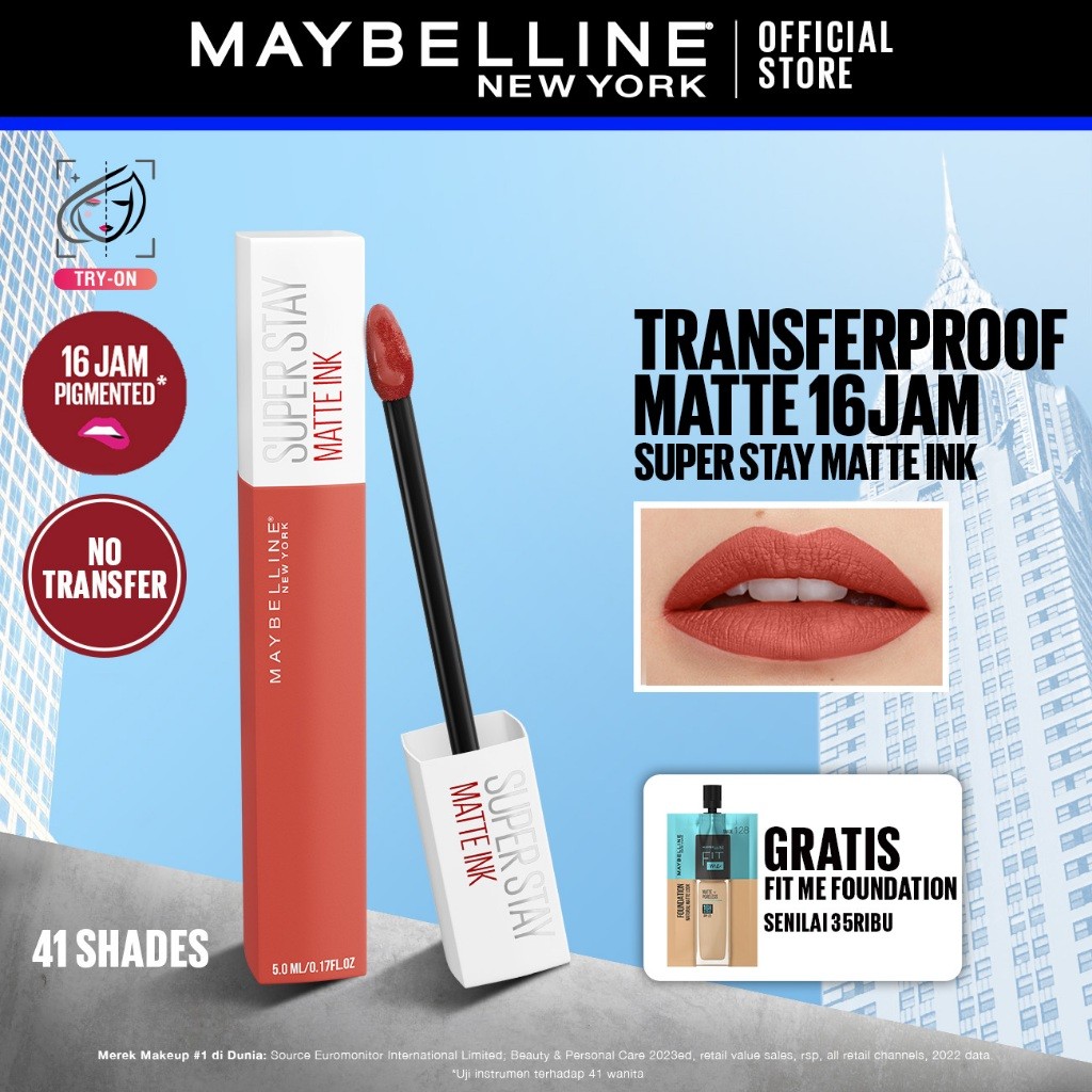 Jual MAYBELLINE OFFICIAL Superstay Matte Ink Liquid Long Lasting Waterproof Matte Lipstick ...