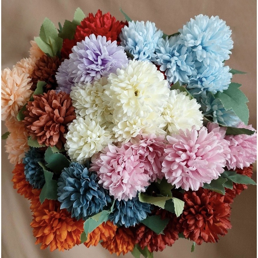 Jual Artificial Flower Pompom Mum Dandelion Premium Bunga Palstik Bunga ...