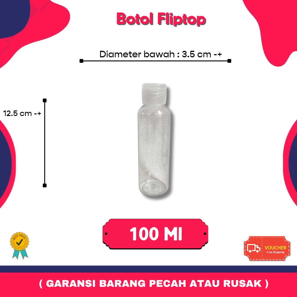 Jual Botol Fliptop 100ml Natural Transparant | Botol BR RF Kosmetik Skincare Pet 100 ml | Shopee ...