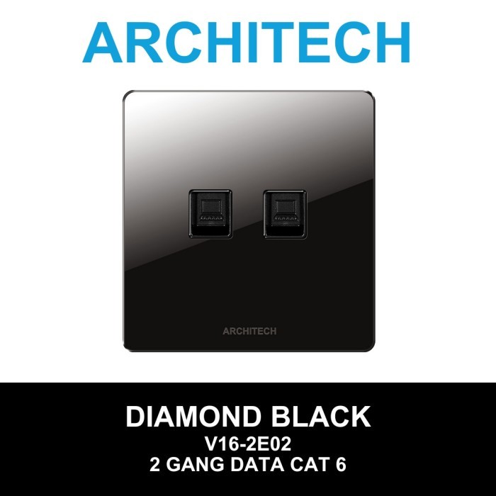 Jual ARCHITECH DIAMOND Black V16-2E02 Stop Kontak/JACK 2 GANG Data Cat6 ...