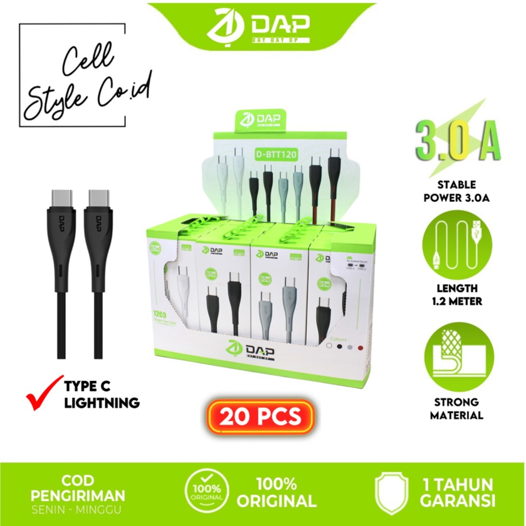 Jual DAP Kabel Data D-BT Series Fast Charging PD 60 W Type C to ...
