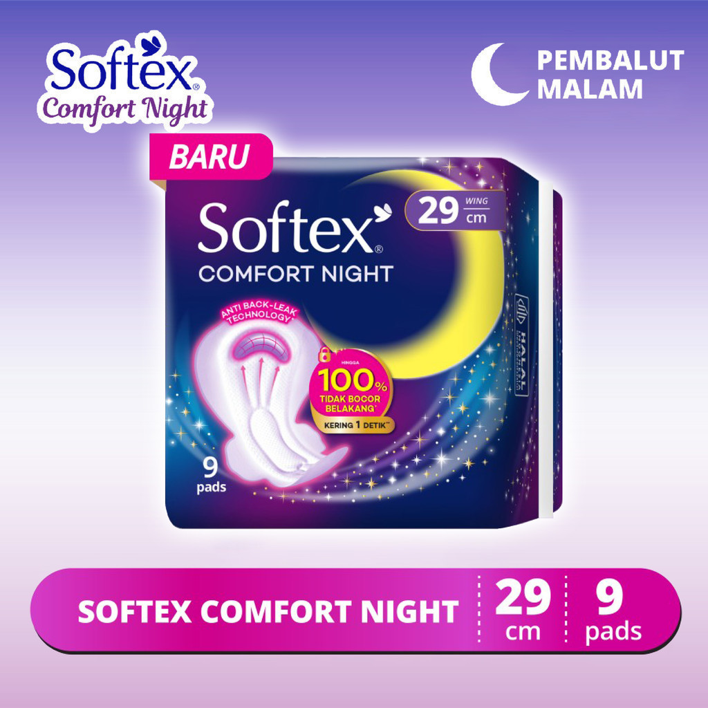 Jual Pembalut Softex Comfort Night Wing 29cm 9Pads Pembalut Wanita ...