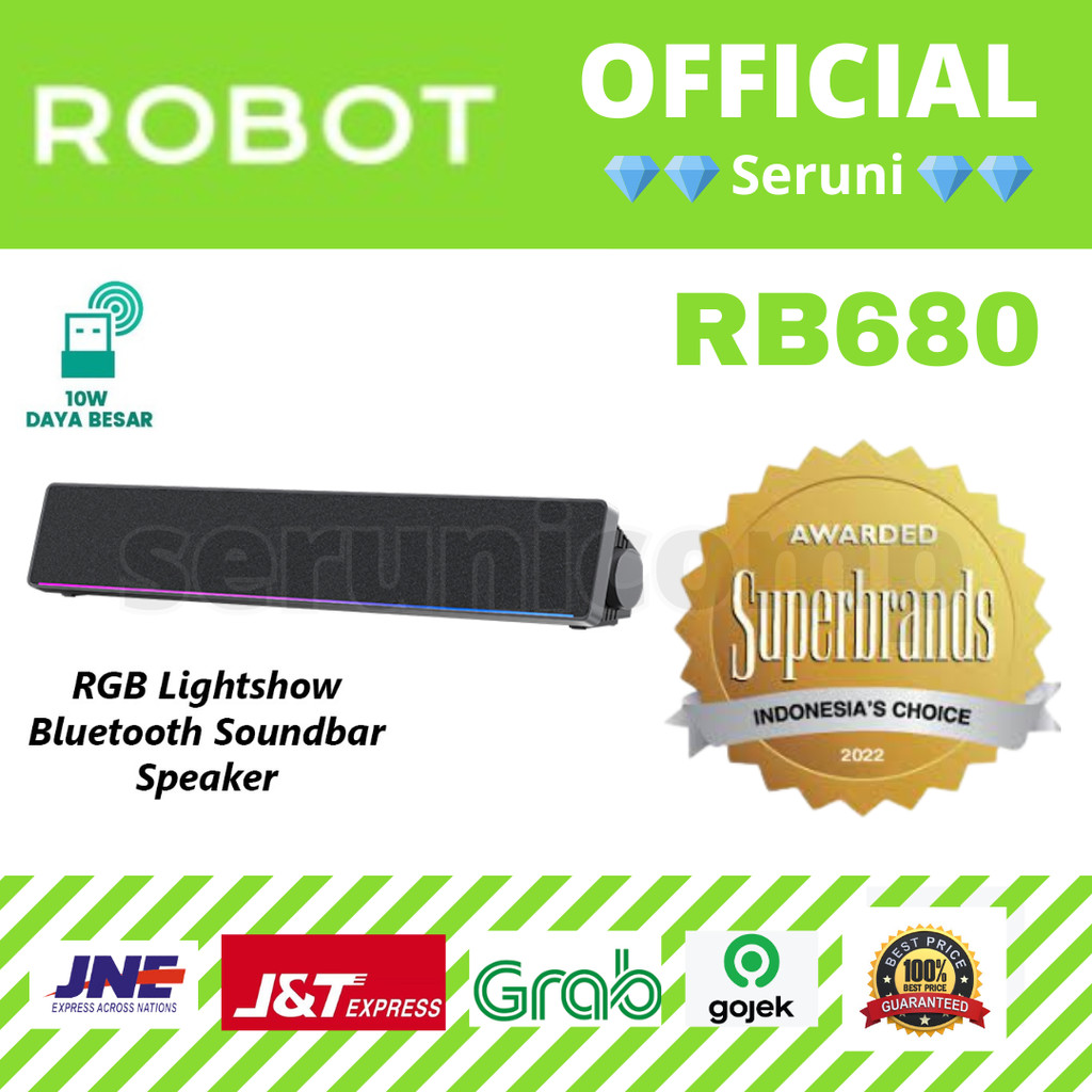 Jual ROBOT RB680 RGB Lightshow Bluetooth Soundbar Speaker 10W Dual ...