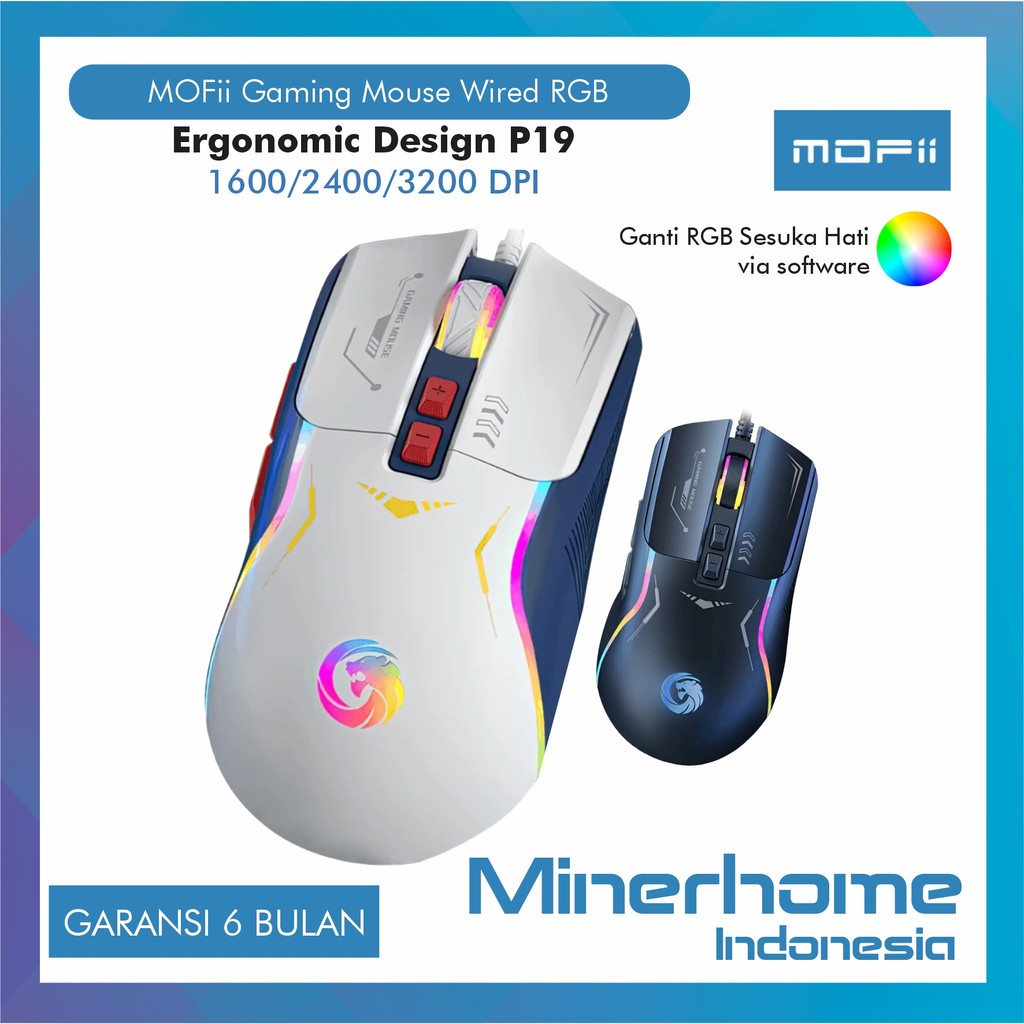 Jual MOFii Mouse Gaming Wired RGB Light 1600/2400/3200 DPI Design P19 ...