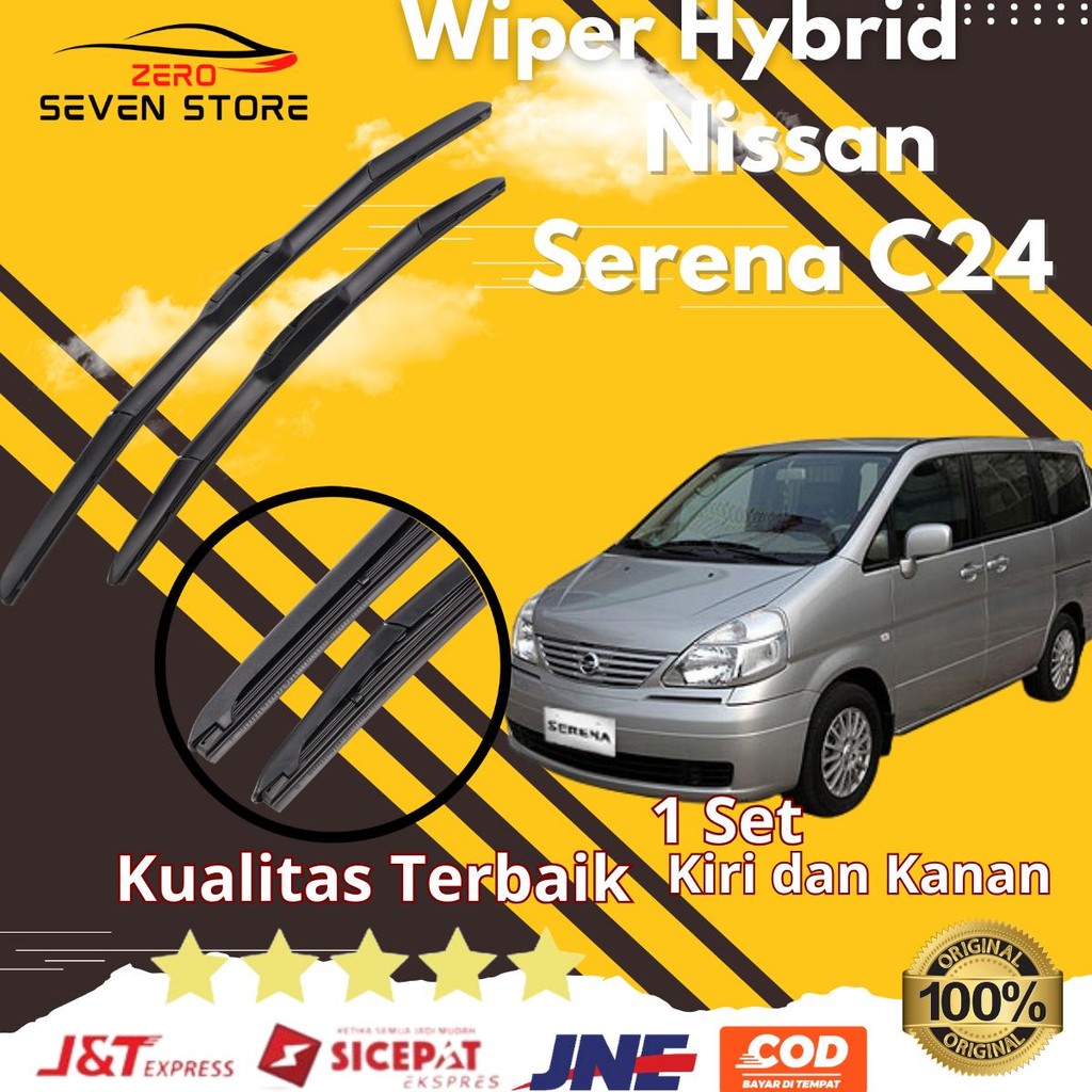 Jual Wiper hybrid Nissan Serena C24 / C26 1 Set Kiri dan Kanan Tanpa ...