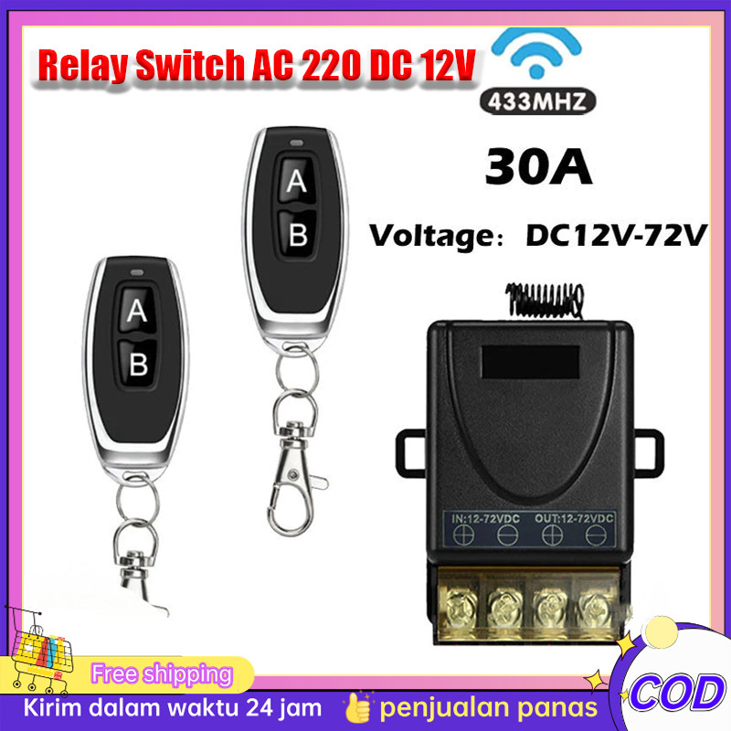 Jual Relay Switch AC 220 DC 12V Remote Control Nirkabel Rumah Pintar RF ...