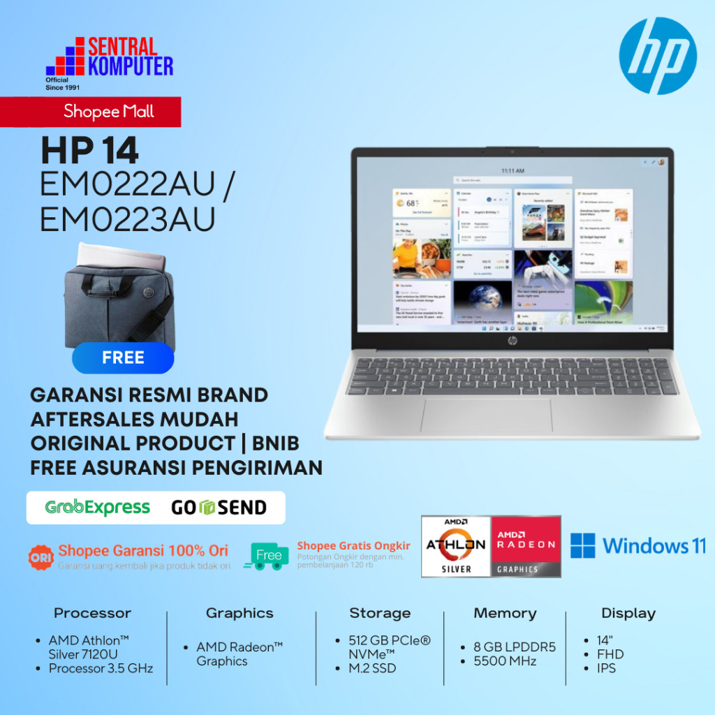 Jual HP Laptop 14 em0222au/em0223au AMD Athlon 7120u 8GB 512GB SSD 14 ...
