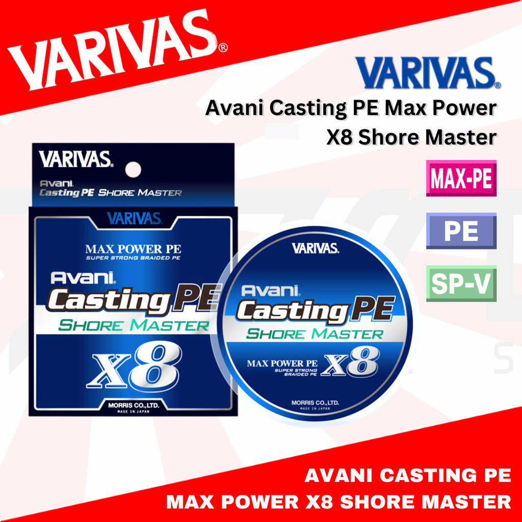 Jual Varivas PE Line Avani Casting Shore Master Max Power X8 200m | Shopee Indonesia