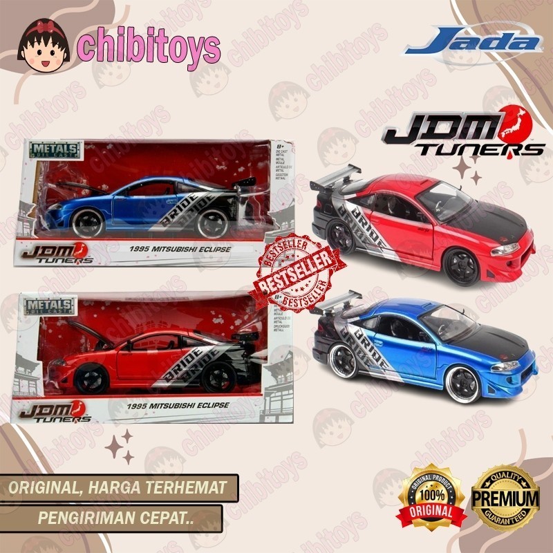 Jual Jada JDM Tuners 1995 Mitsubishi Eclipse Biru Merah 1:24 Lancer Evo ...
