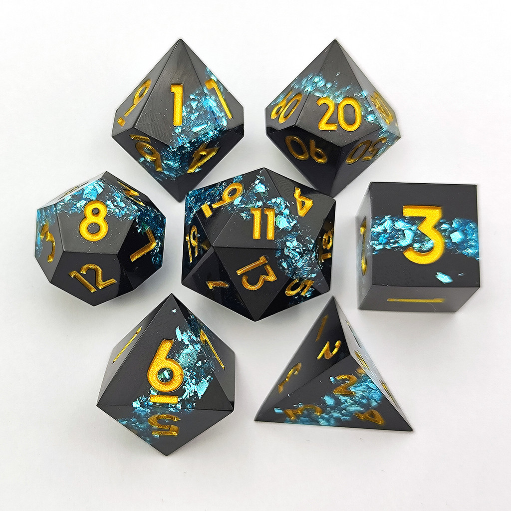 Jual Handmade sharp-corner resin dice 7-piece set polyhedron ...