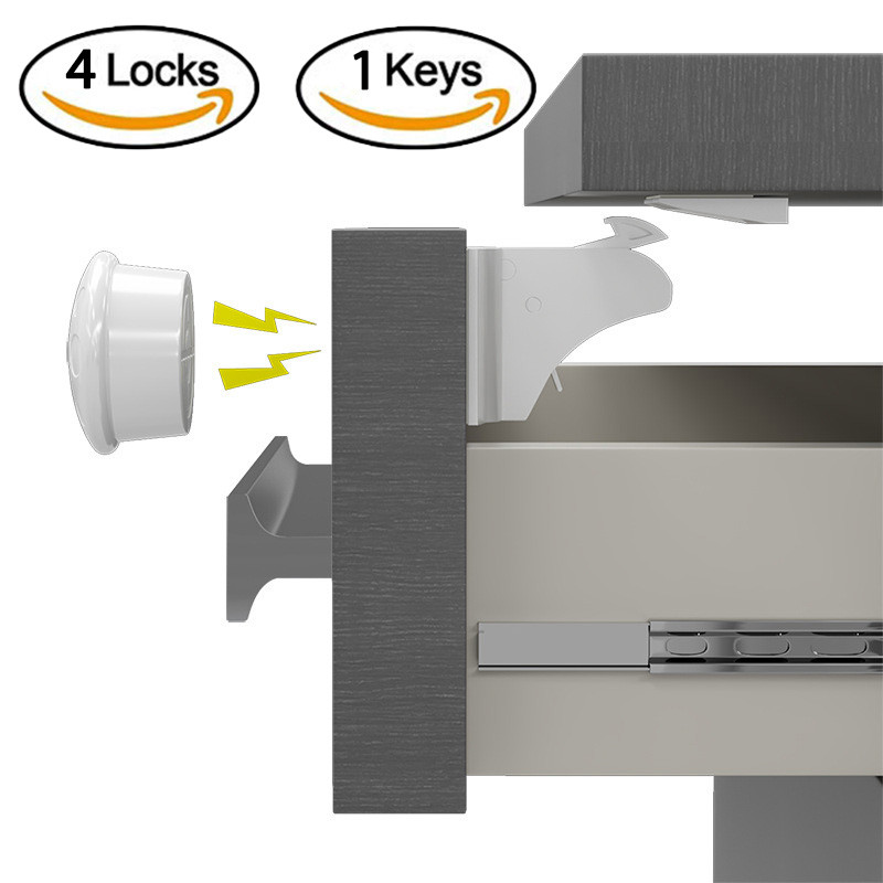 Jual Magnetic Drawer Cabinet Locks Baby Security Protection Invisible ...