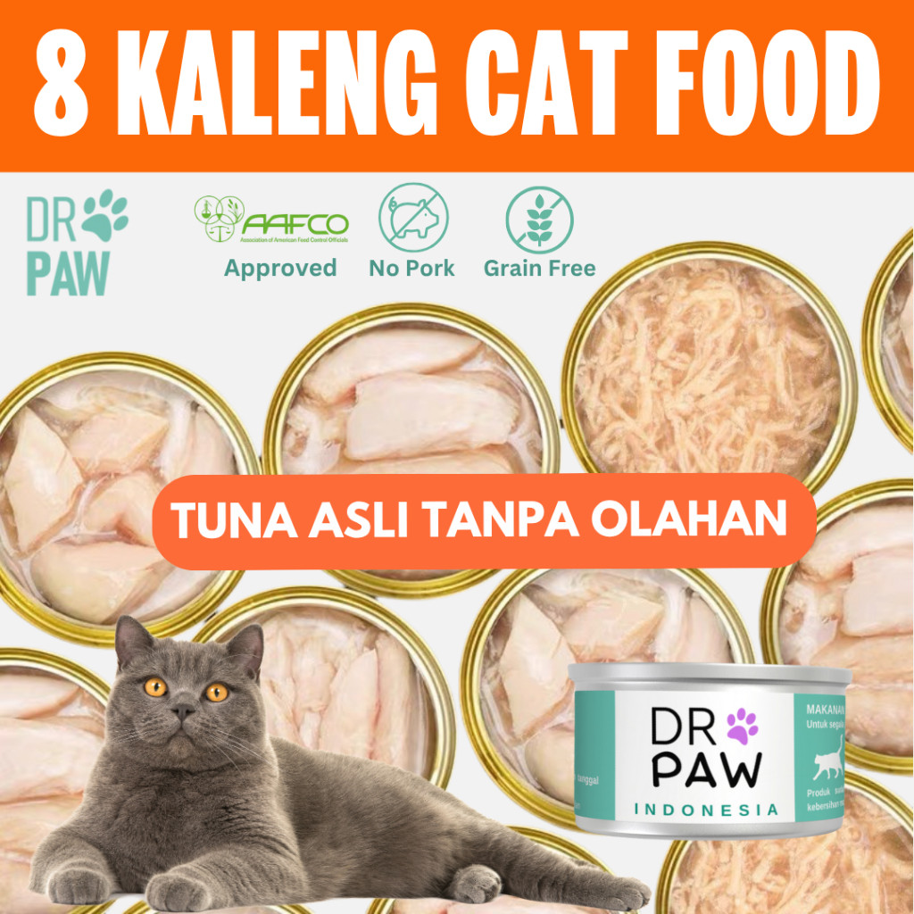 Jual DR PAW Makanan Kucing Basah Tuna Putih 8 PCS untuk anak kucing dan ...