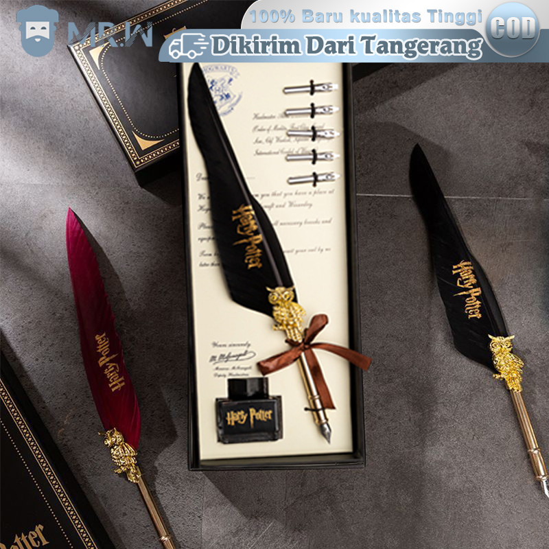 Jual Feather Quill Dip Pen Bulu Harry Potter Alat Kaligrafi Set Pulpen ...