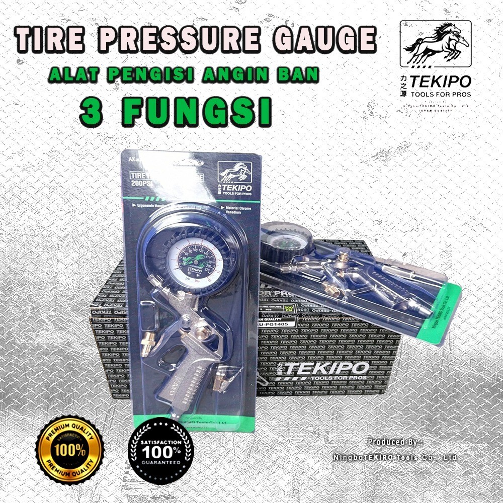 Jual Tekipo Tyre Inflator Preasure Gauge 3 In 1 Isi Angin Ban Mobil ...
