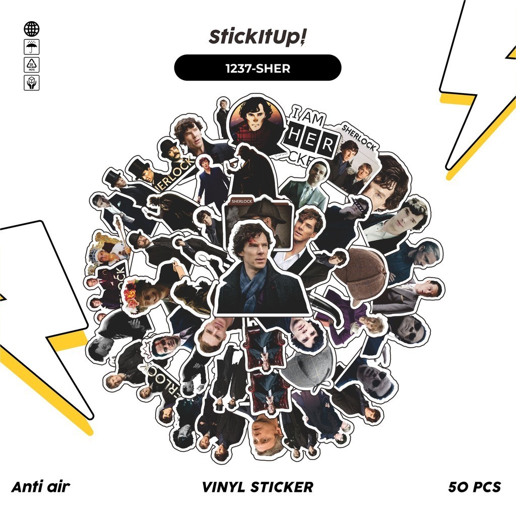 Jual COD 100 Pcs Stiker Sherlock Lucu Aesthetic Vynil Waterproof untuk ...
