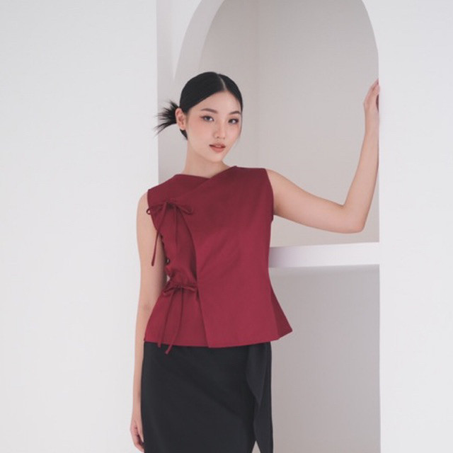 Jual Blouse Atasan Ai Cheongsam Atasan Modern dengan pita Sleveless ...