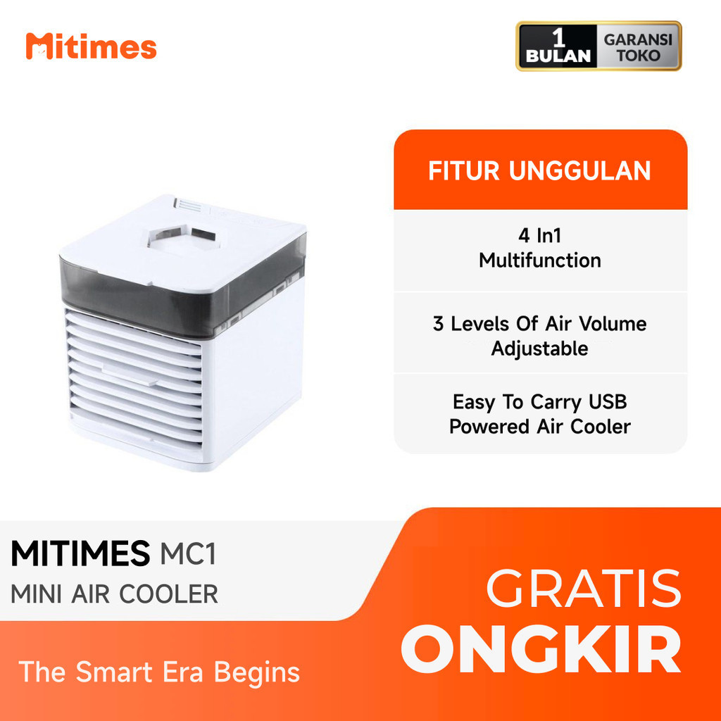 Jual Mitimes MC1 Air Cooler Mini Fan USB AC LED Kipas Mini Penyejuk Ruangan | Shopee Indonesia
