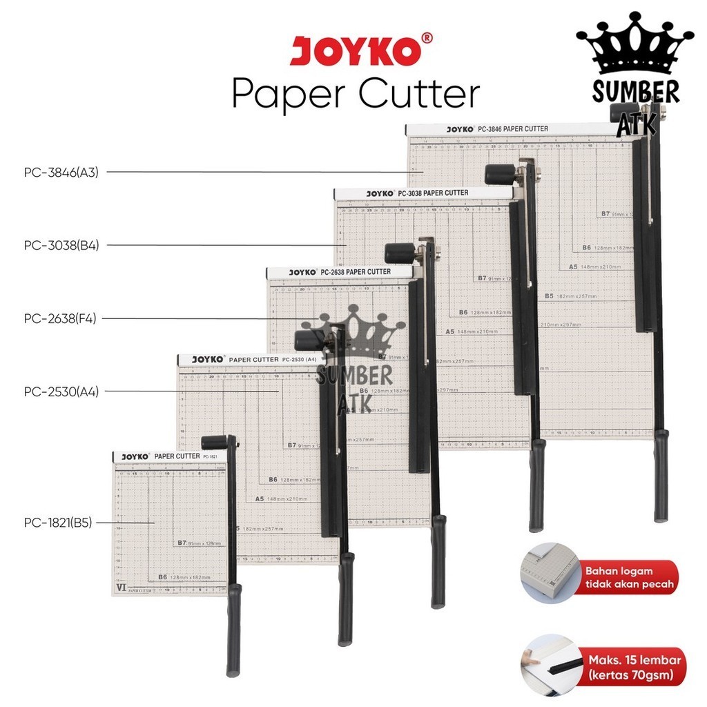 Jual Pemotong Kertas Paper Cutter Joyko Pc 1821 B5 Pc 2530 A4 Pc