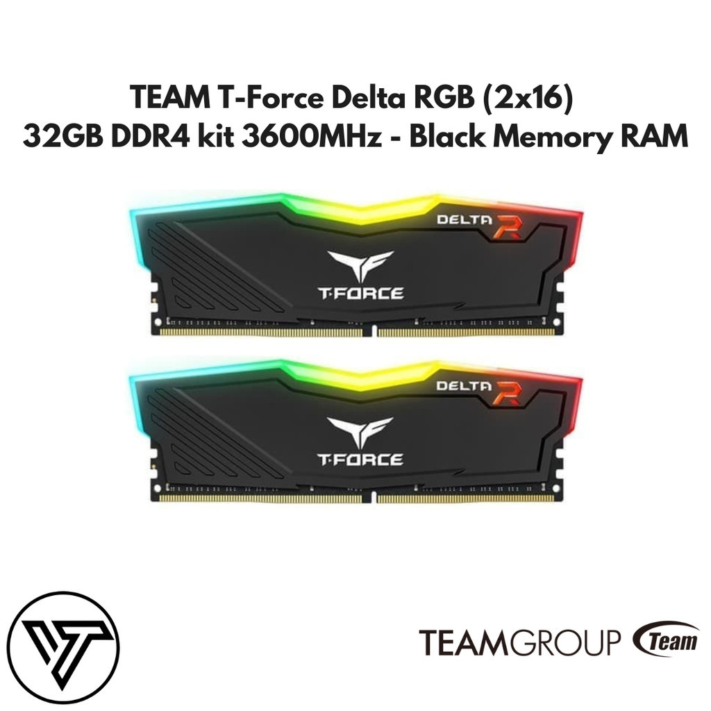 Jual Team T-Force Delta RGB DDR4 32GB (2X16GB) 3600Mhz BLACK - Dual ...