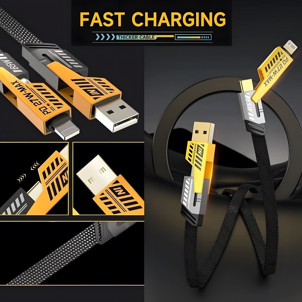 Jual Kabel Data 4 in 1 Fast Charging HP Kabel USB Casan 4in1 5A Tipe C ...