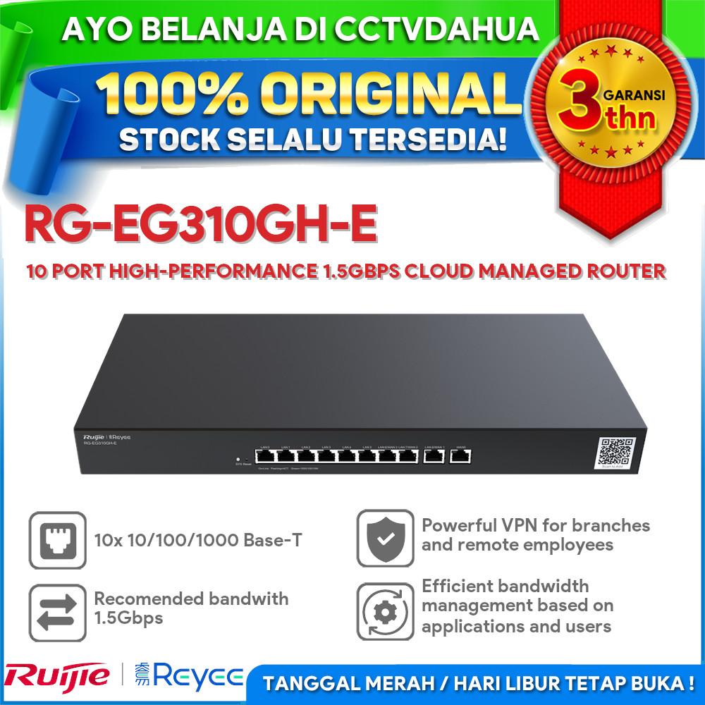 Jual RUIJIE REYEE RG-EG310GH-E 10 PORT HIGH-PERFORMANCE 1.5GBPS CLOUD MANAGED ROUTER | Shopee ...