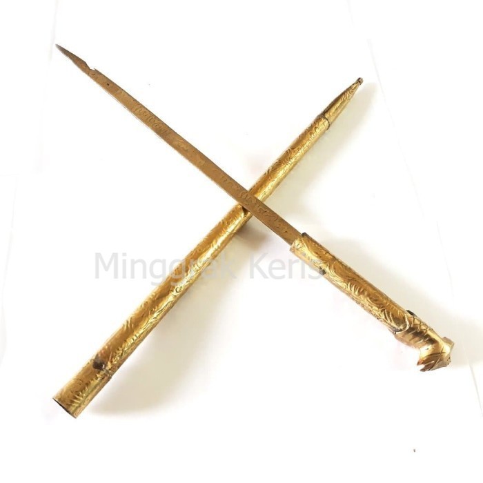 Jual Tongkat Isi Keris Pak Soekarno Isi Keris full Kuning Emas Kepala ...