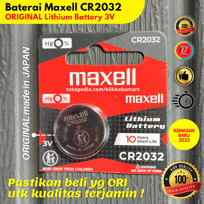 Jual BATERAI MAXELL CR2032 3V LITHIUM BATTERY JAPAN ORIGINAL SATUAN PER PCS | Shopee Indonesia