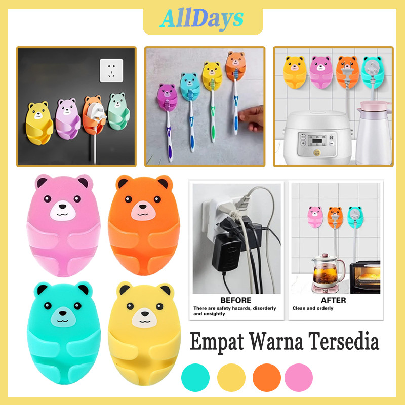Jual Kait kabel beruang isi 4 in 1 / Gantungan Tempel Dinding Bear 4IN1 ...