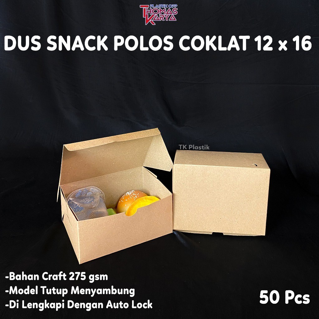 Jual Dus Snack 12x16 KRAFT Coklat Polos 275gsm / Box Kue Roti Risoles ...