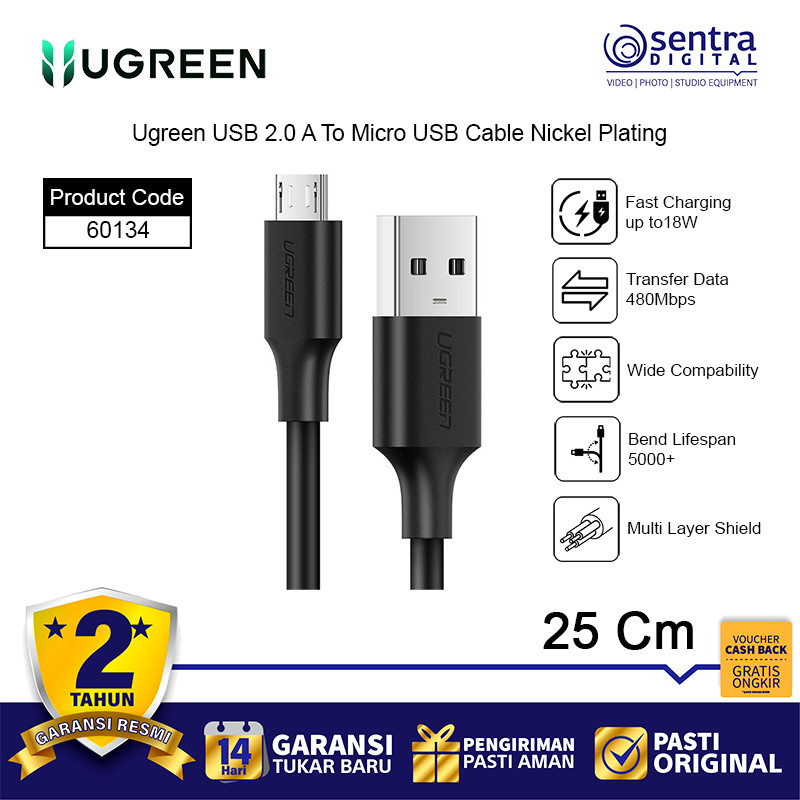 Jual Data Cable UGREEN USB A TO Micro Fast Charging 18W 480Mbps Premium ...