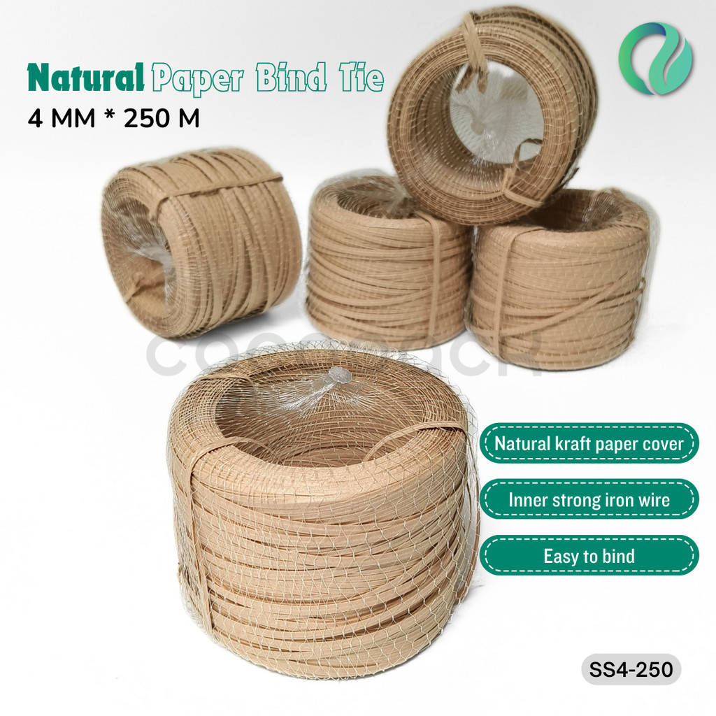 Jual Brown Kraft Paper Twist Tie Kawat Ikat Dekorasi Plastik Roti 4MM ...
