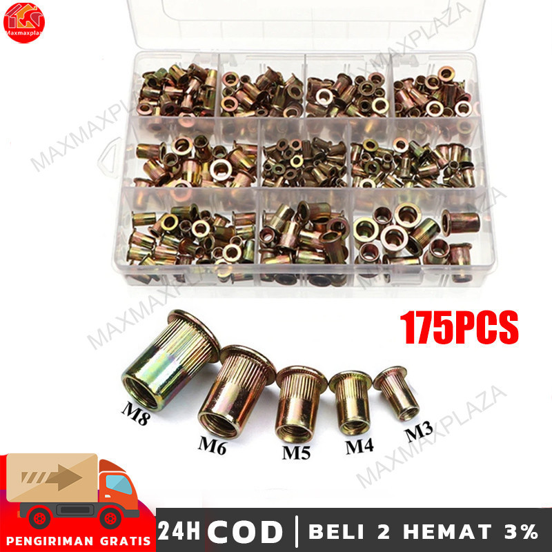Jual 175PCS Mur Rivet Nut Rivnut tanam M3 -M10 Mur Rivet Nut Rivnut ...
