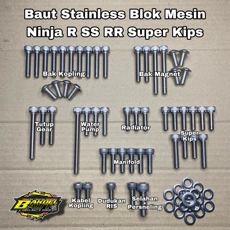 Jual Baut Stainless Blok Mesin NINJA R SS RR SUPER KIPS Baut L Stainless Anti Karat 100% ...