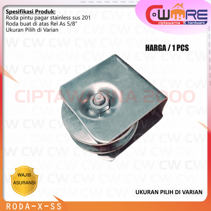 Jual Roda rel gerbang pintu pagar rumah stainless 201 bulat as 3" 4 ...