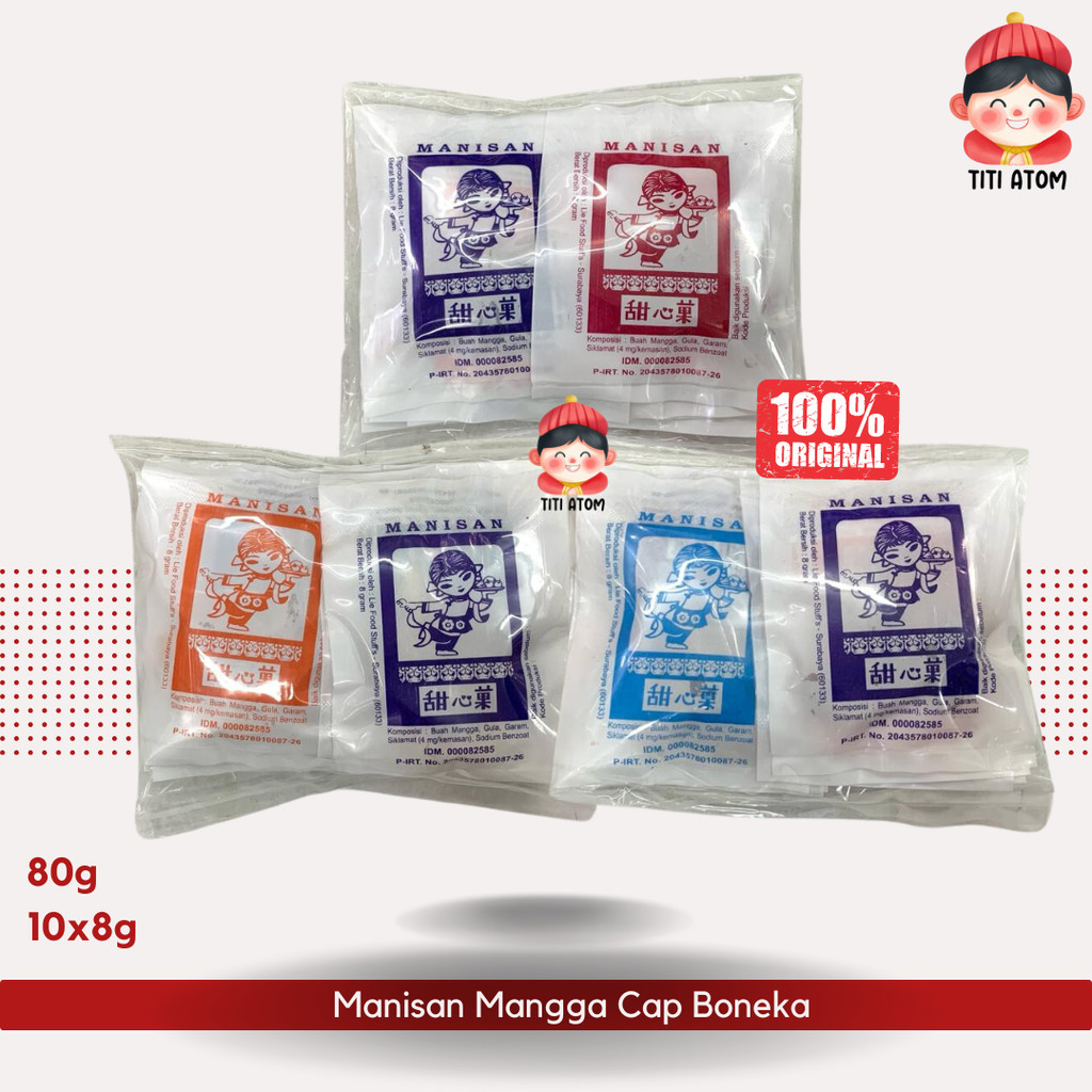 Jual Manisan Asinan Cap Boneka Mangga Serut Gula Manis Pedas Asin 80g ...