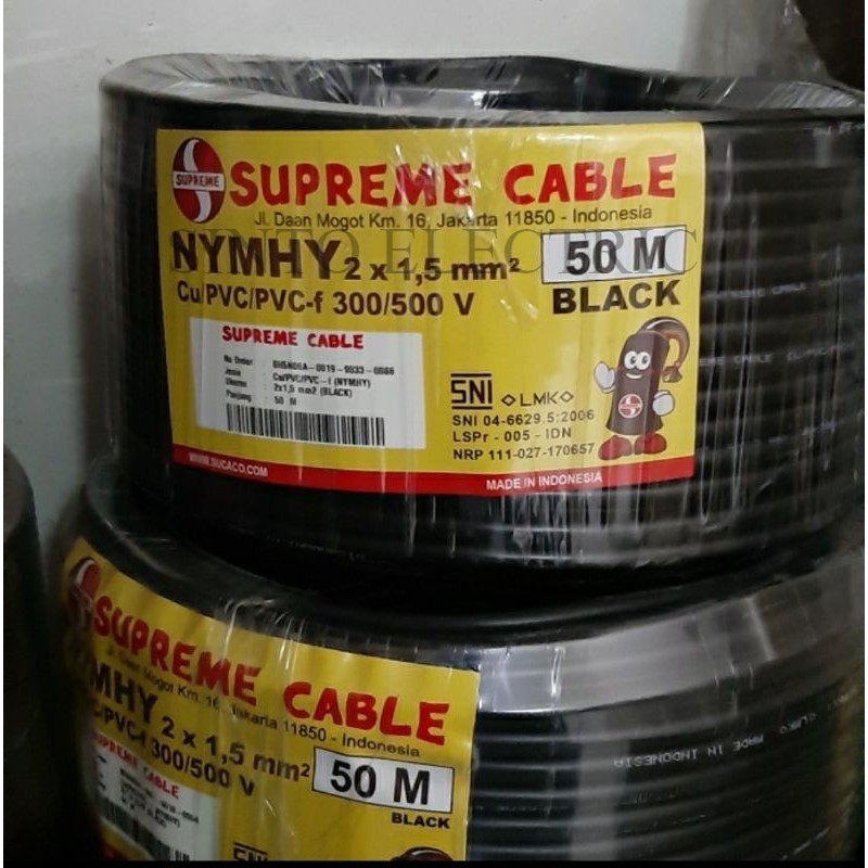 Jual SUPREME Kabel NYMHY 2 x 1.5 mm Kabel Serabut @50m | Shopee Indonesia