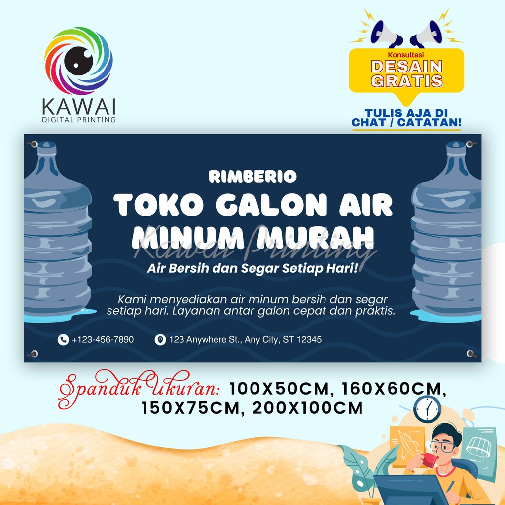 Jual SPANDUK / BANNER Jualan Galon Air Minum Isi Ulang Free Desain ...