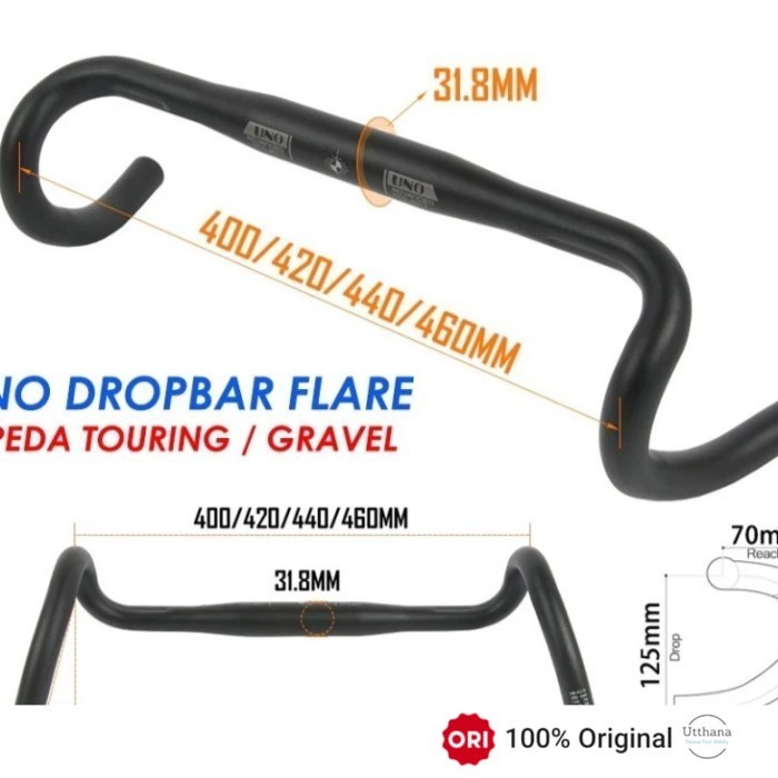 Jual UNO FL12 Dropbar Flare Stang Sepeda Gravel Touring Roadbike Alloy ...