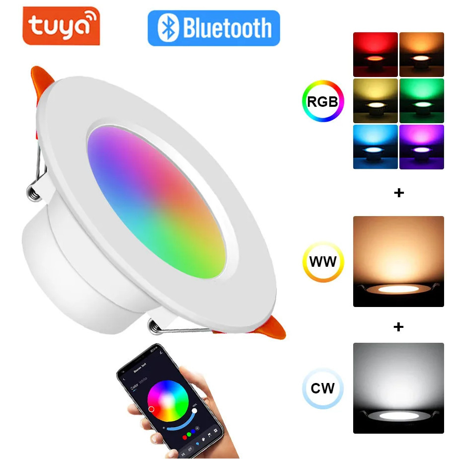 Jual Lampu Downlight LED Smart Bulb Bluetooth Tuya 10W RGBCW Warna Warni TaffLED A61 / Lampu ...