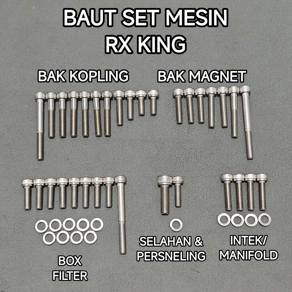 Jual Baut L Set Mesin RX king Full Stainless Asli Merk THE SS304 | Shopee Indonesia