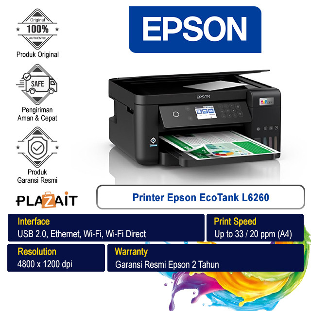 Jual Epson Printer EcoTank L6260 A4 Wi-Fi All-In-One | Shopee Indonesia