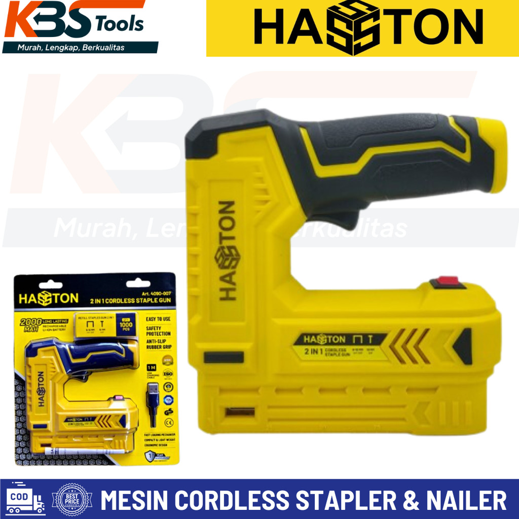 Jual Mesin Cordless Stapler Nailer Hasston Staples Paku Tembak Baterai 2in1 | Shopee Indonesia